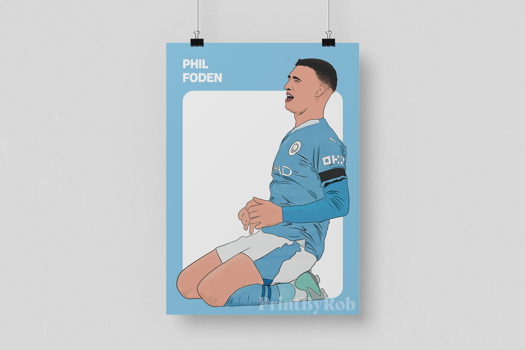 Phil Foden Poster - Manchester City Print - Football Wall... – Print By Rob